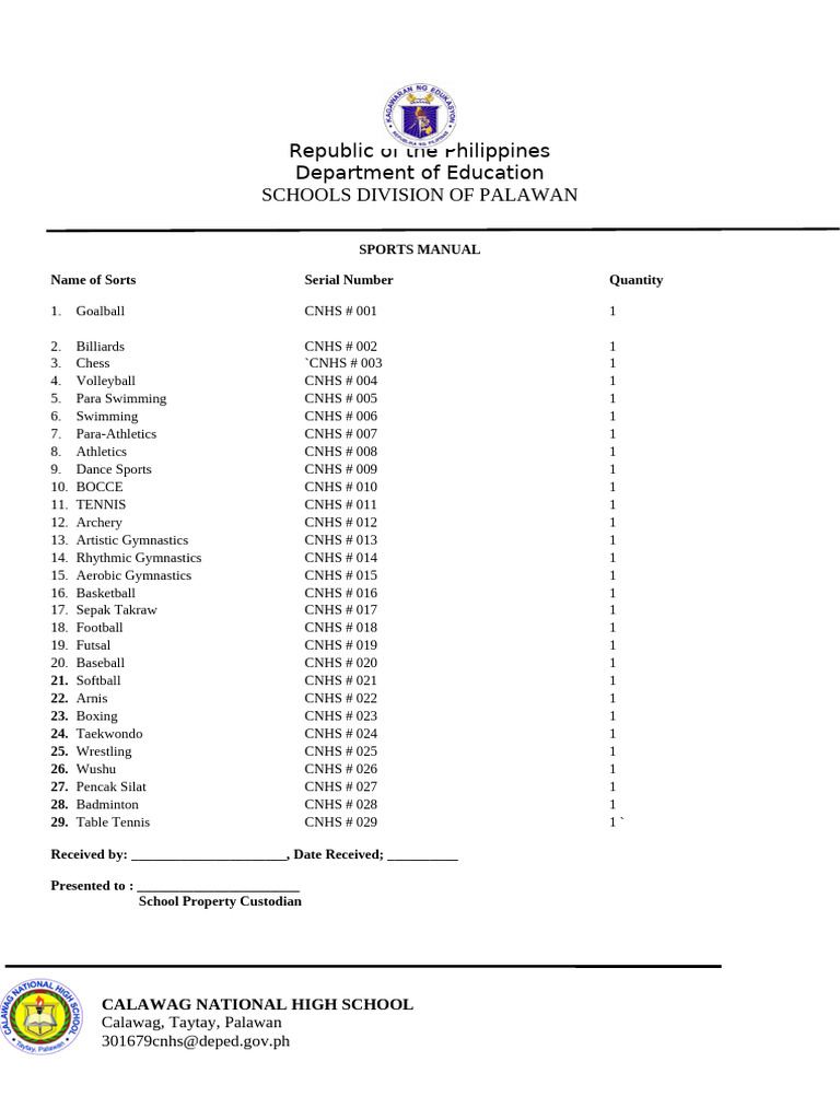 Palawan Schools Sports Manual | PDF | Multi Sport Events | Sports
