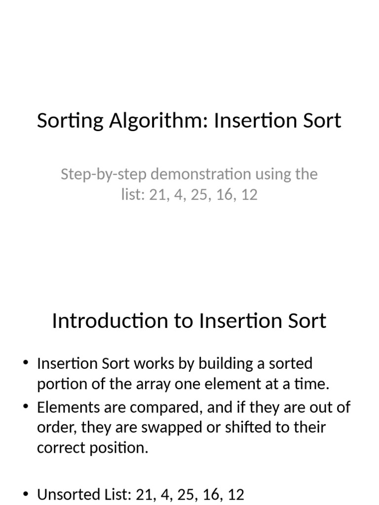 Insertion Sort: Step-by-Step Guide | PDF