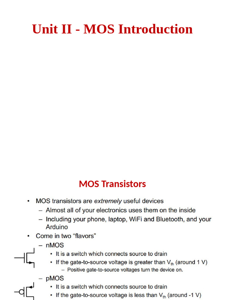 Unit2 - MOS Transistor - Part1 | PDF | Field Effect Transistor | Mosfet