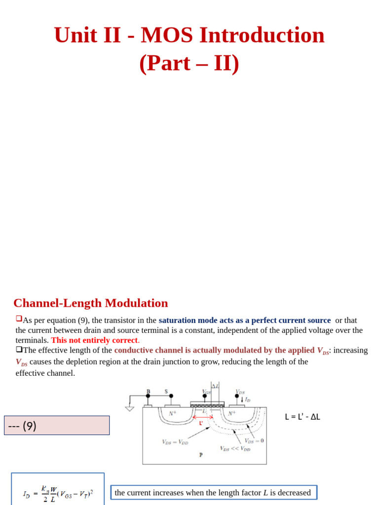 Unit2 - MOS Transistor - Part2 | PDF | Mosfet | Field Effect Transistor