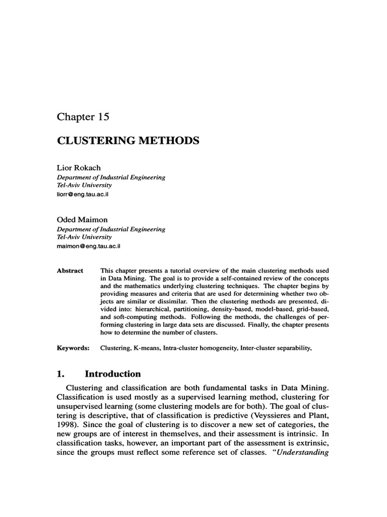 CLustering Methods | PDF | Cluster Analysis | Metric Space