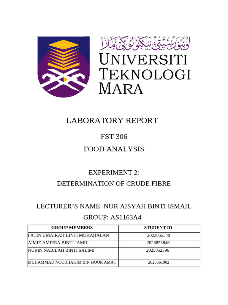 FST 306 Lab Report (Exp 2) | PDF | Dietary Fiber | Diet & Nutrition