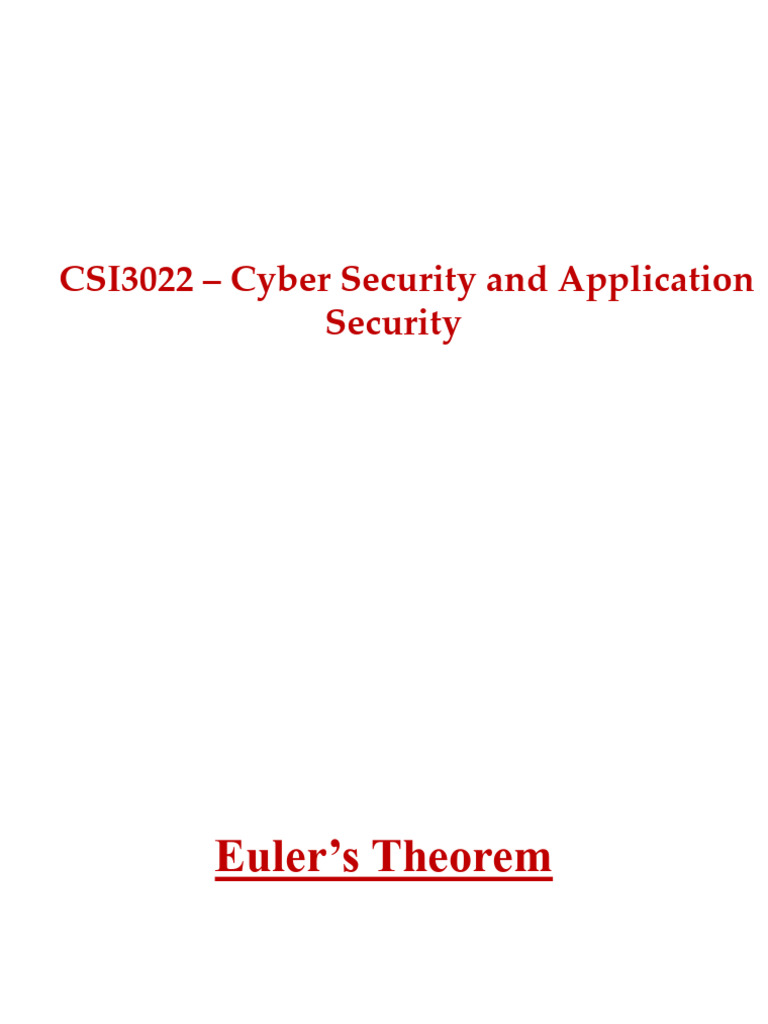 CSI3022 MODULE1 Eulers Totient Function | PDF | Leonhard Euler | Teaching Mathematics