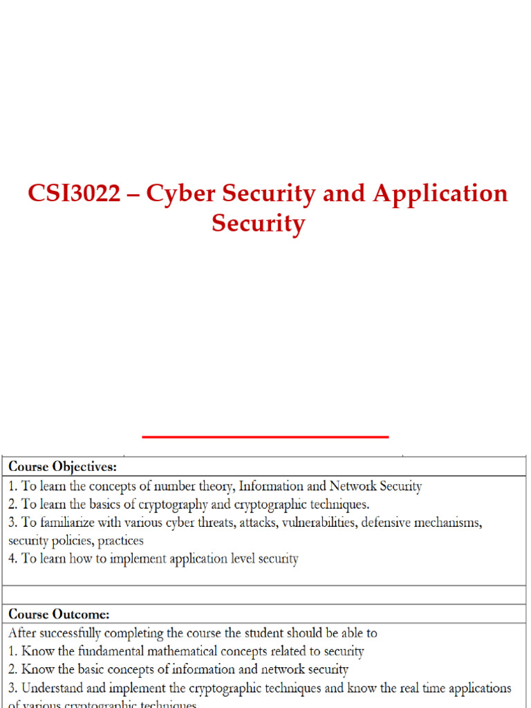 Cybersecurity Course Syllabus | PDF | Arithmetic | Discrete Mathematics