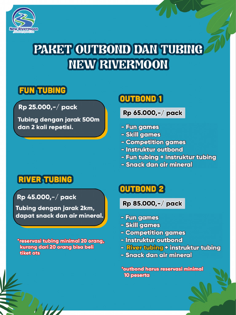 Tubing Menu Rivermoon | PDF