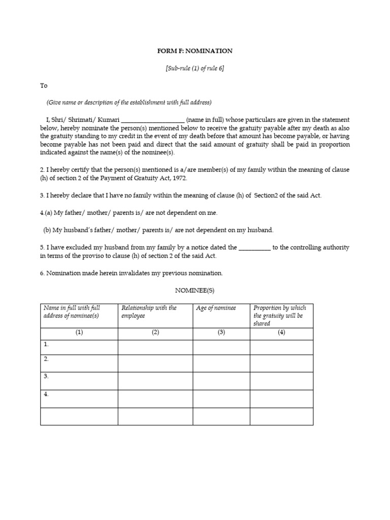 Gratuity Form (Form F) | PDF | Justice | Crime & Violence