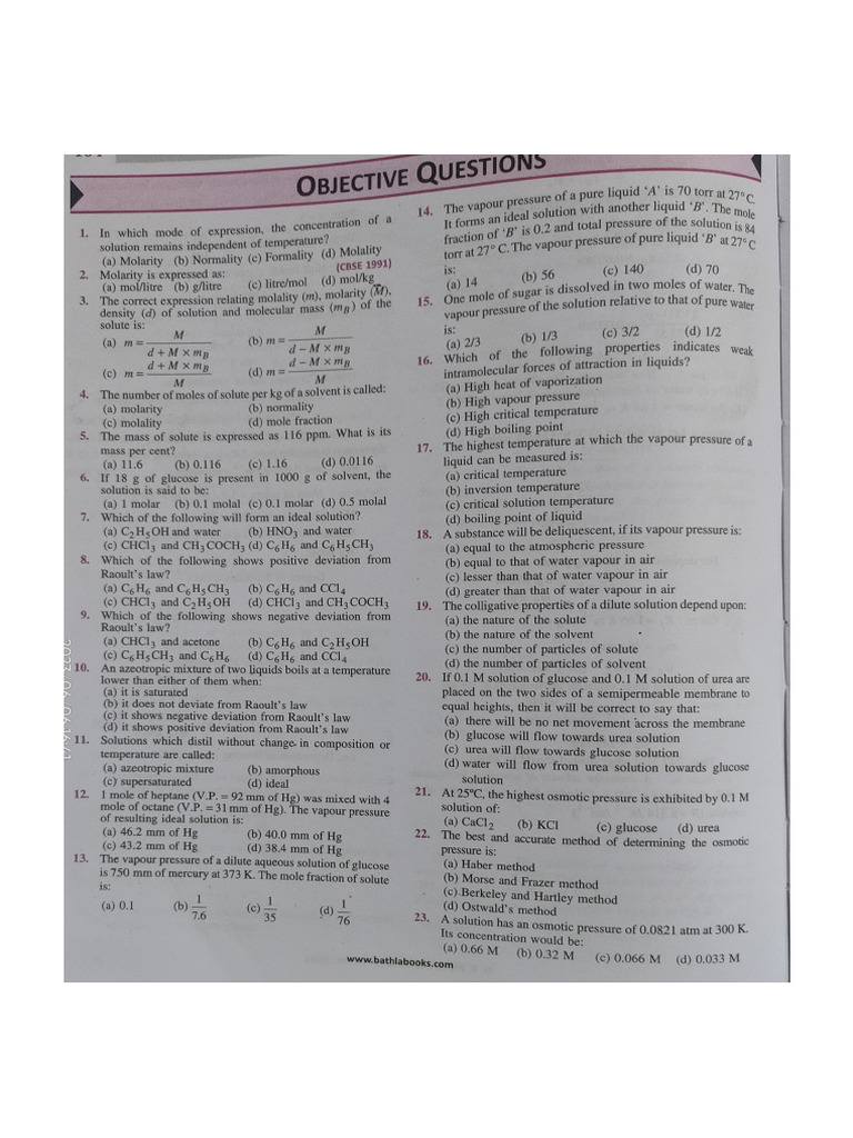Solution MCQ | PDF
