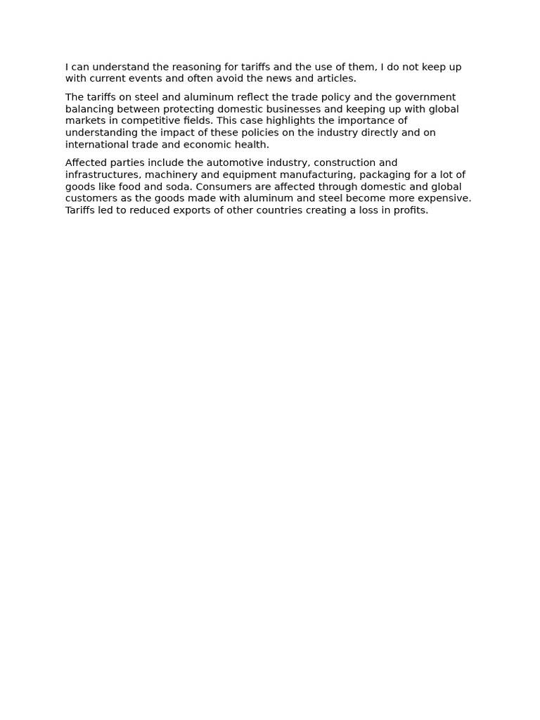 I Can Understand The Reasoning For Tariffs and The Use of Them | PDF
