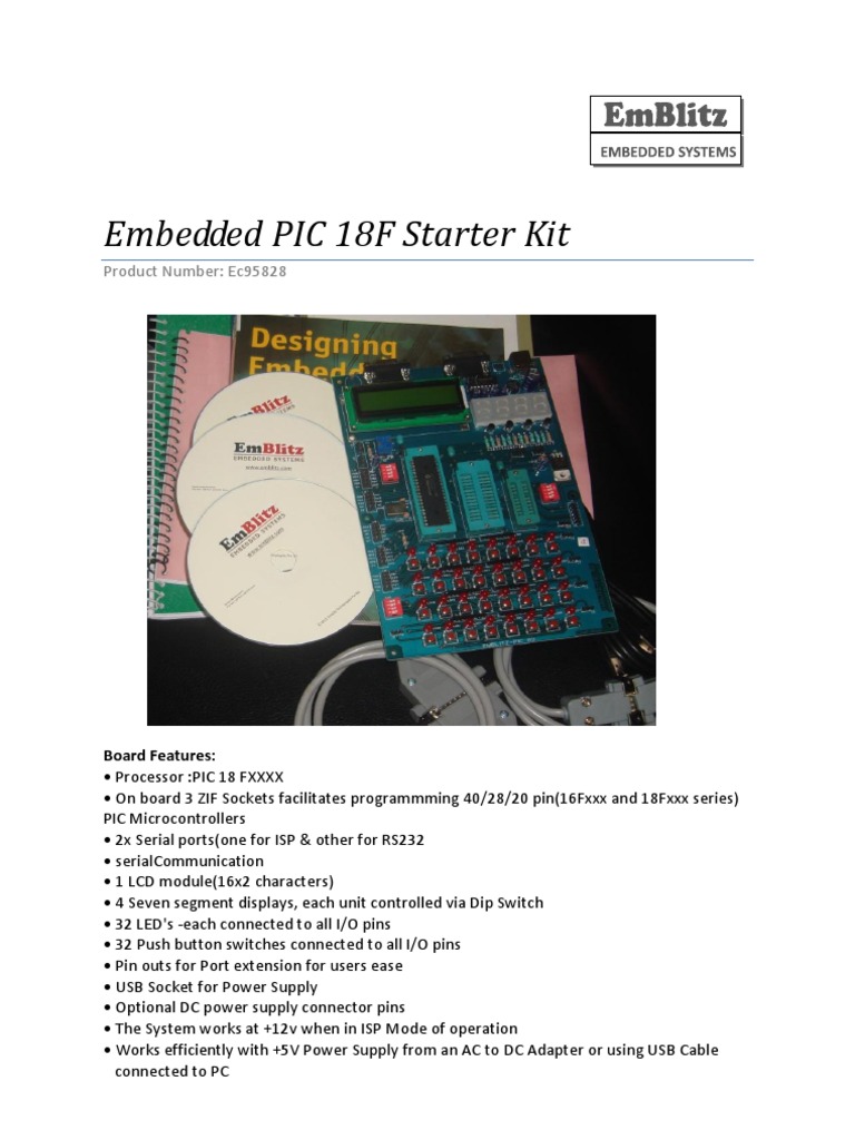 Embeddded Pic 18f Starter Kit | PDF | Pic Microcontroller | Microcontroller