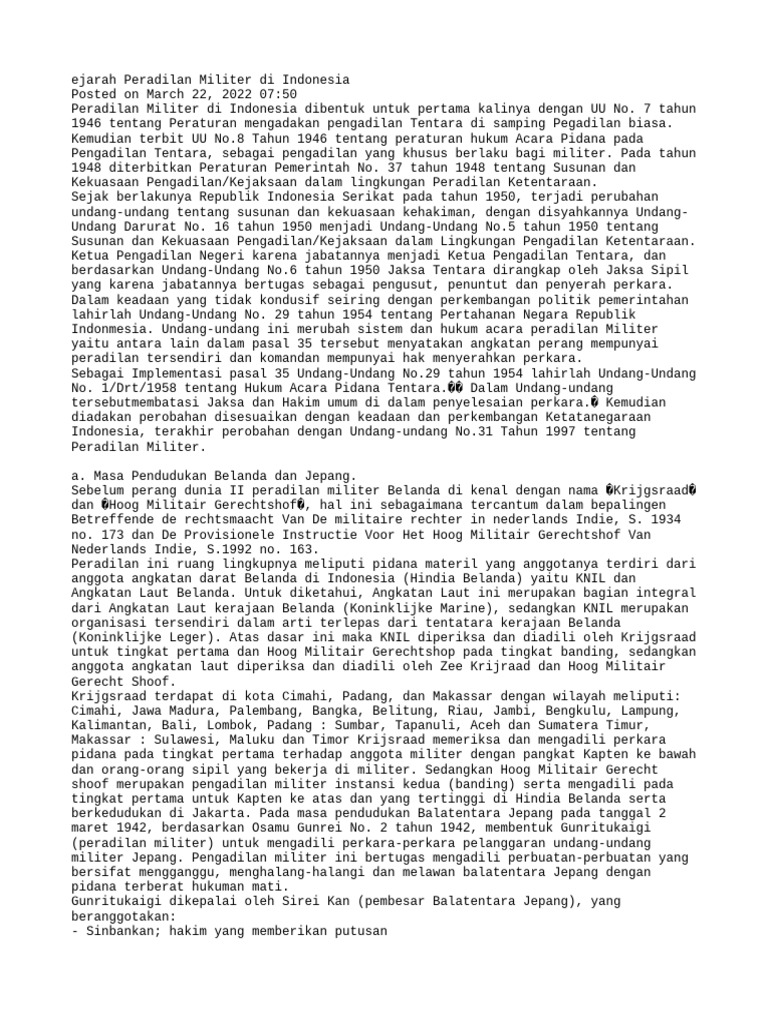 Sejarah Peradilan Militer di Indonesia | PDF