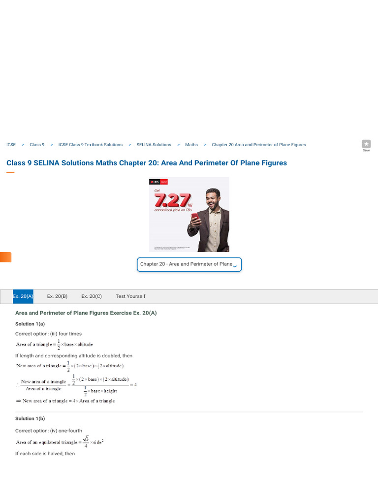 Selina Concise Mathematics - Part I Solutions for | PDF | Area | Length