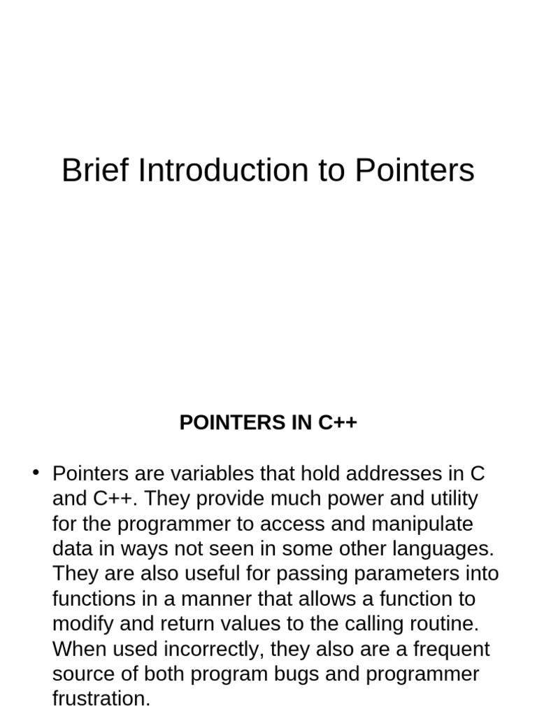 Brief Introduction To Pointers Pdf Pointer Computer Programming Integer Computer Science