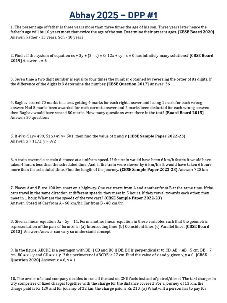 Abhay 2025 DPP 1 | PDF | Mathematical Objects | Mathematics