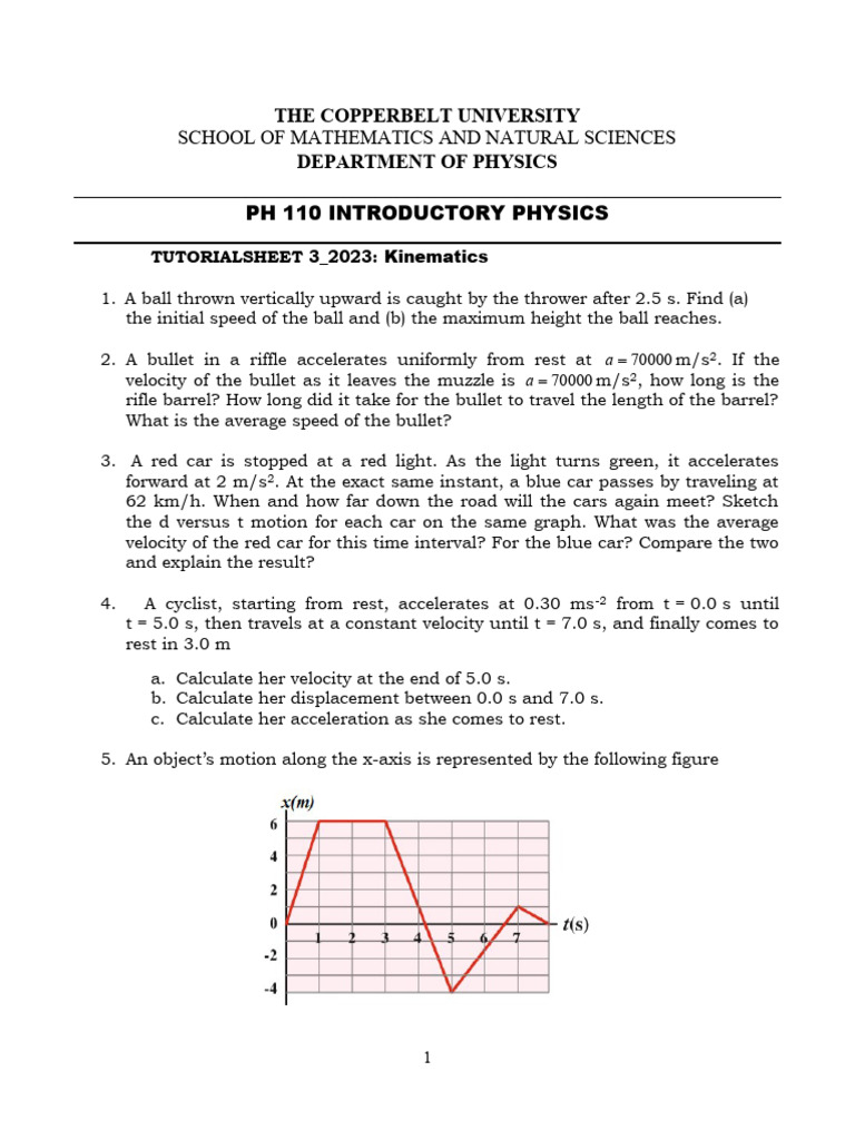 PH 110 Tutorial 3 2023 Kinematics-1 | PDF | Speed | Acceleration