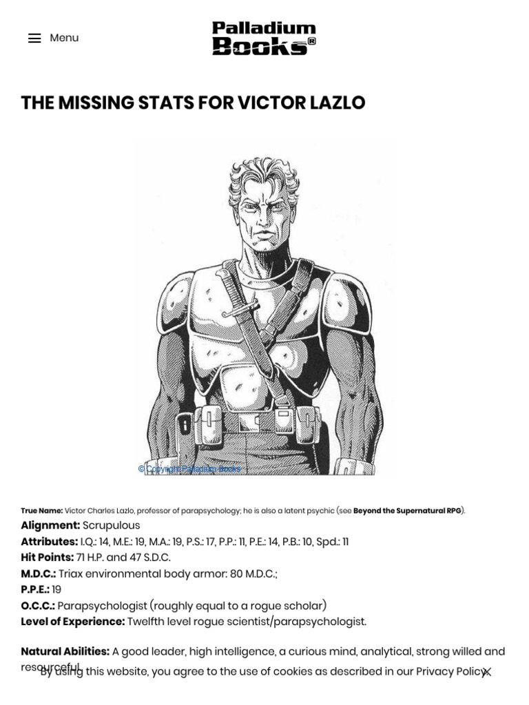 Rifts - The Missing Stats For Victor Lazlo | PDF