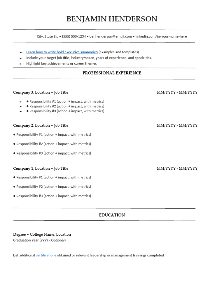 Resume Template For B.H | PDF