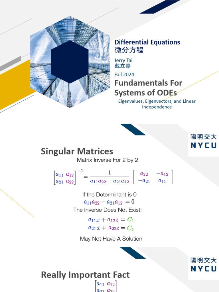 2024_Differential_Equation_Lecture14 | PDF | Eigenvalues And Eigenvectors | Determinant
