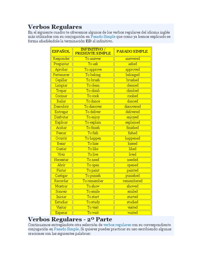 Verbos Regulares | Linguistic Typology | Semantic Units