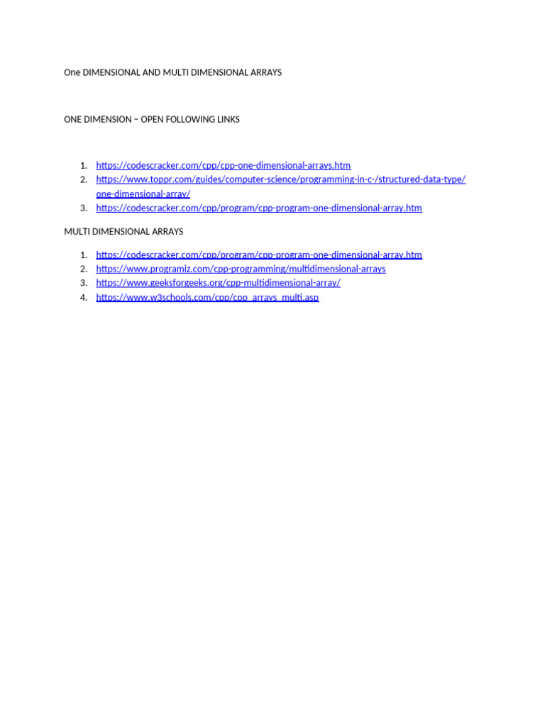 One Dimensional and Multi Dimensional Arrays | PDF