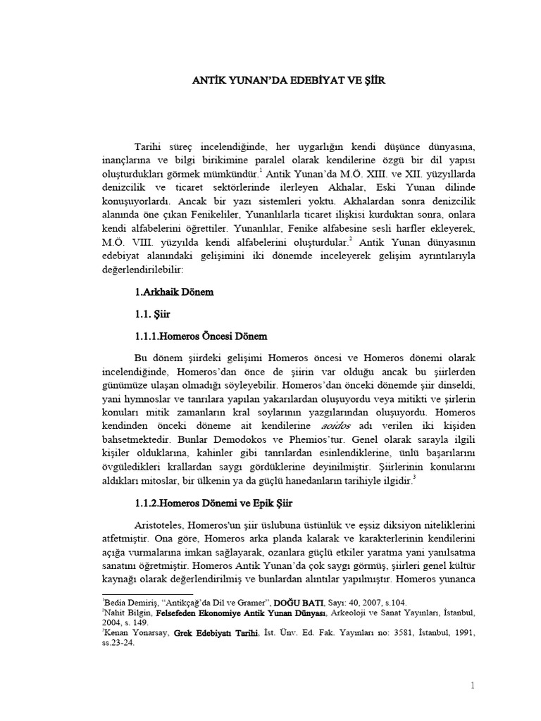 Antik Yunan Da Edebiyat Ve Siir | PDF
