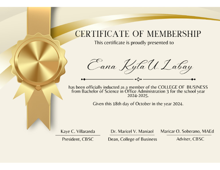 Certificate of Membership (COB) | PDF