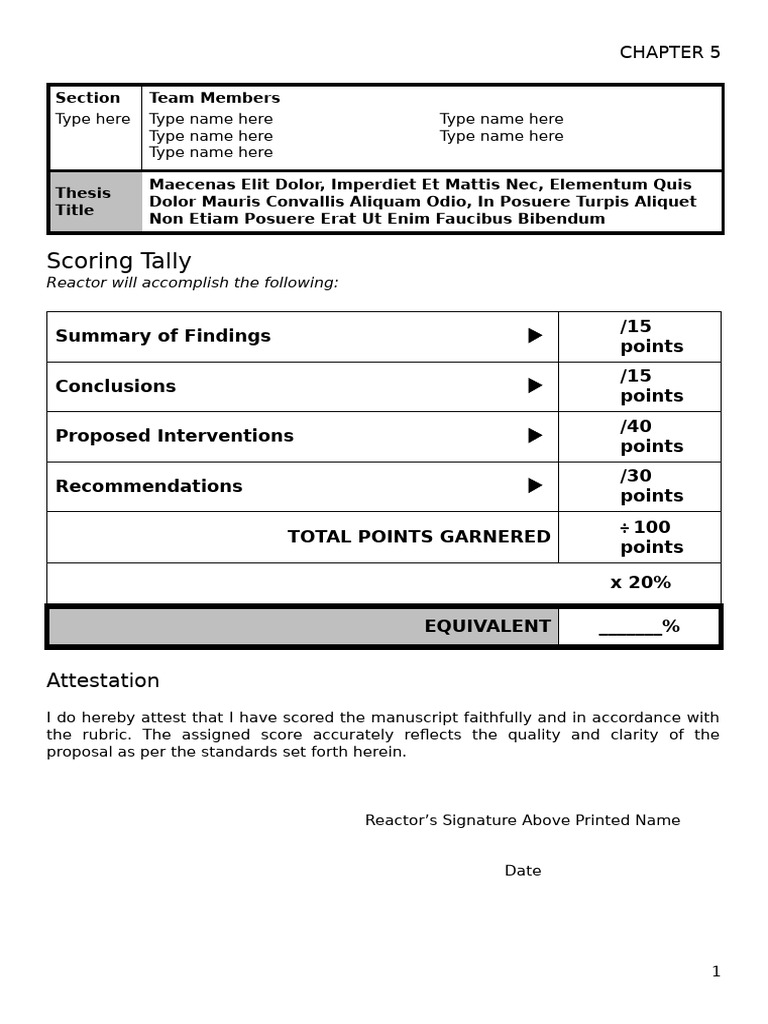 Thesis Final Defense - Scoring Rubric - Chapter 5 | PDF | Theory | Relevance