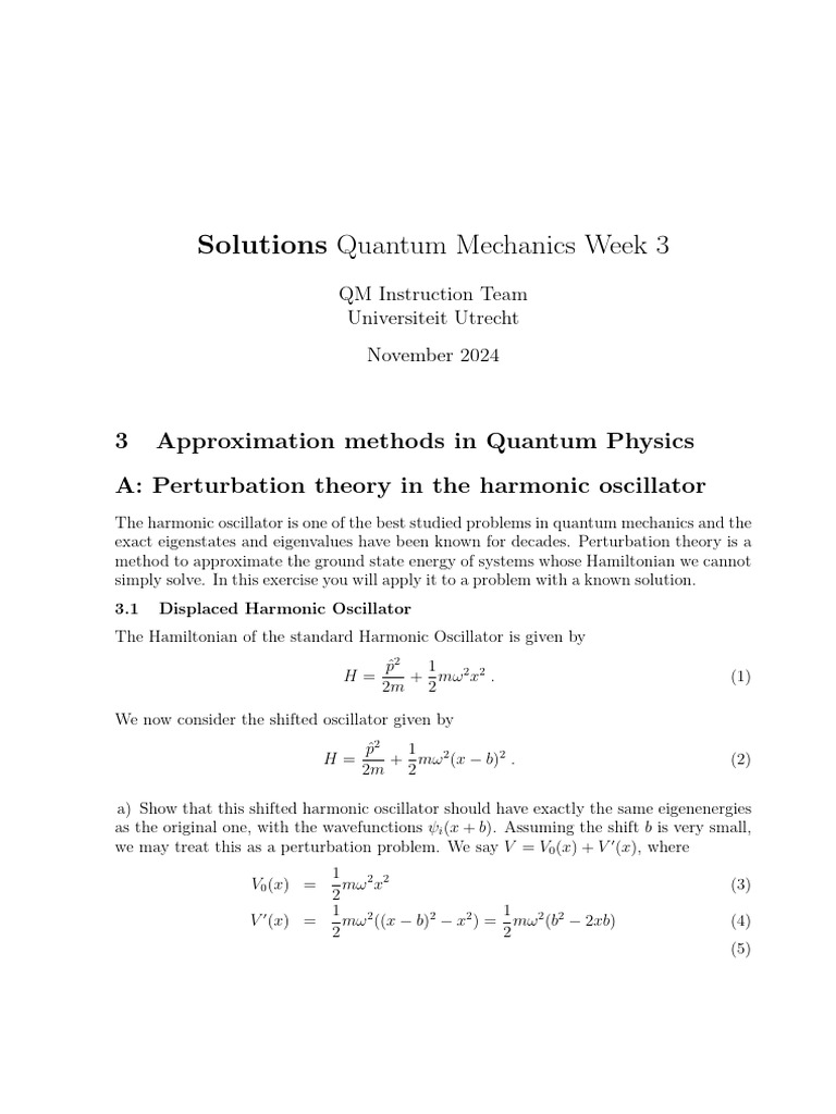 ProblemSet2024 Week3 Solutions | PDF | Perturbation Theory (Quantum Mechanics) | Eigenvalues And ...