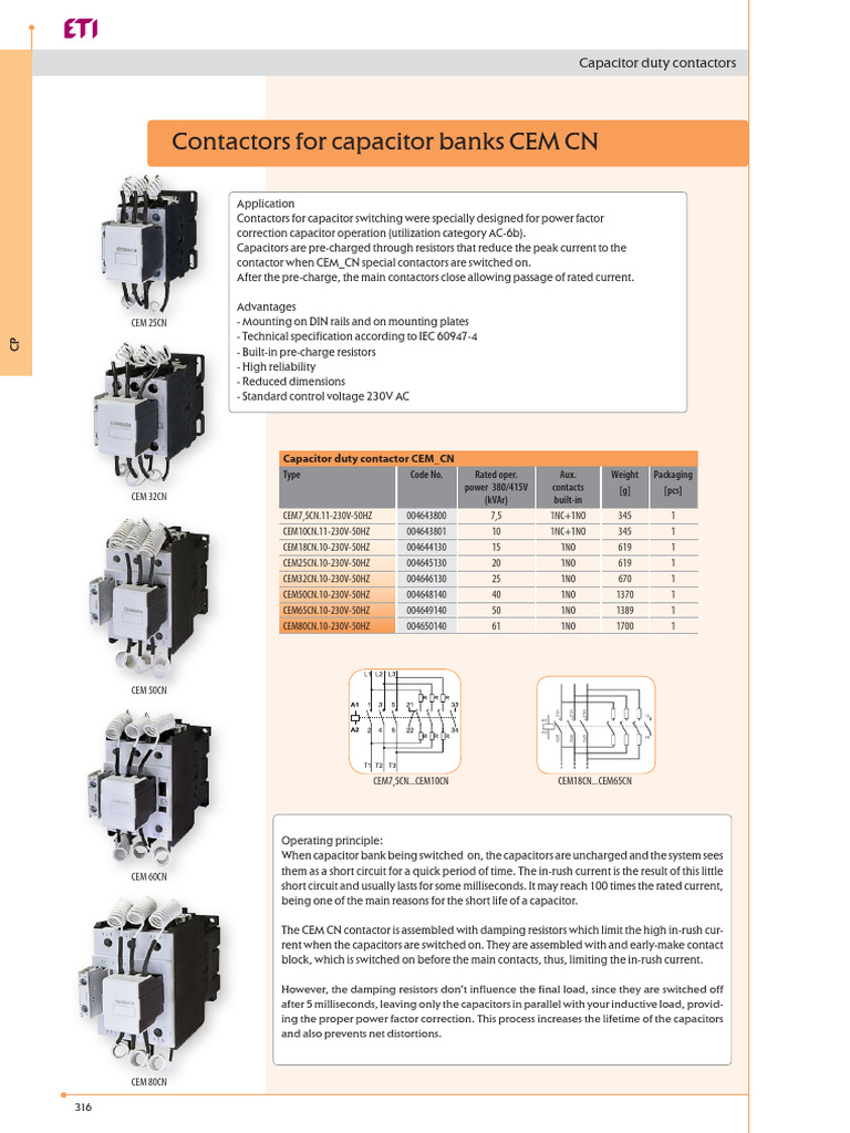 003.a. Contactors for Capactors Banks CEM CN | PDF | Capacitor | Mains Electricity