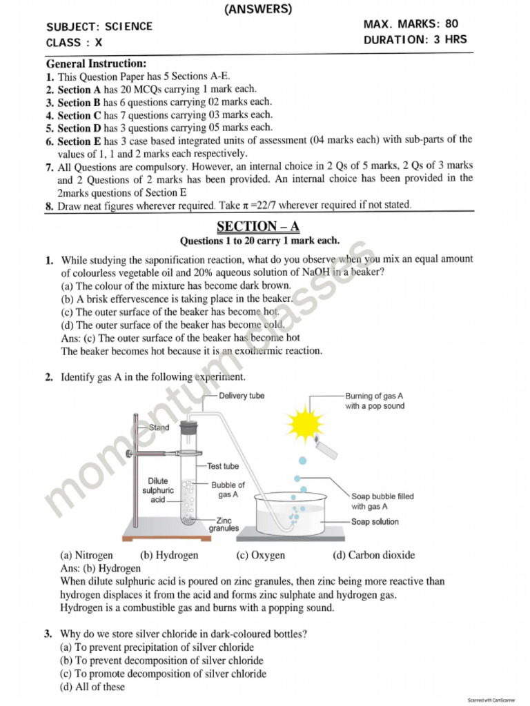 Science Test 3 Answer | PDF