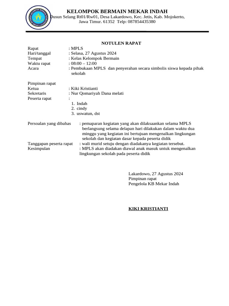 Format Notulen Rapat | PDF