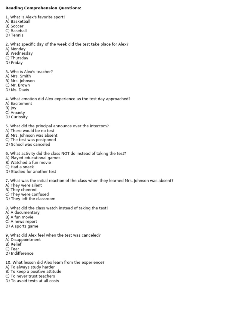 Reading Comprehension 1 | PDF