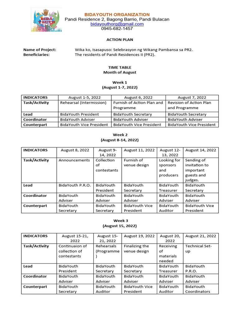 Action Plan - Buwan Ng Wika | PDF