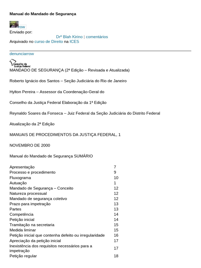 Manual do Mandado de Segurança | PDF | Mandamus | Sentença (jurídico)