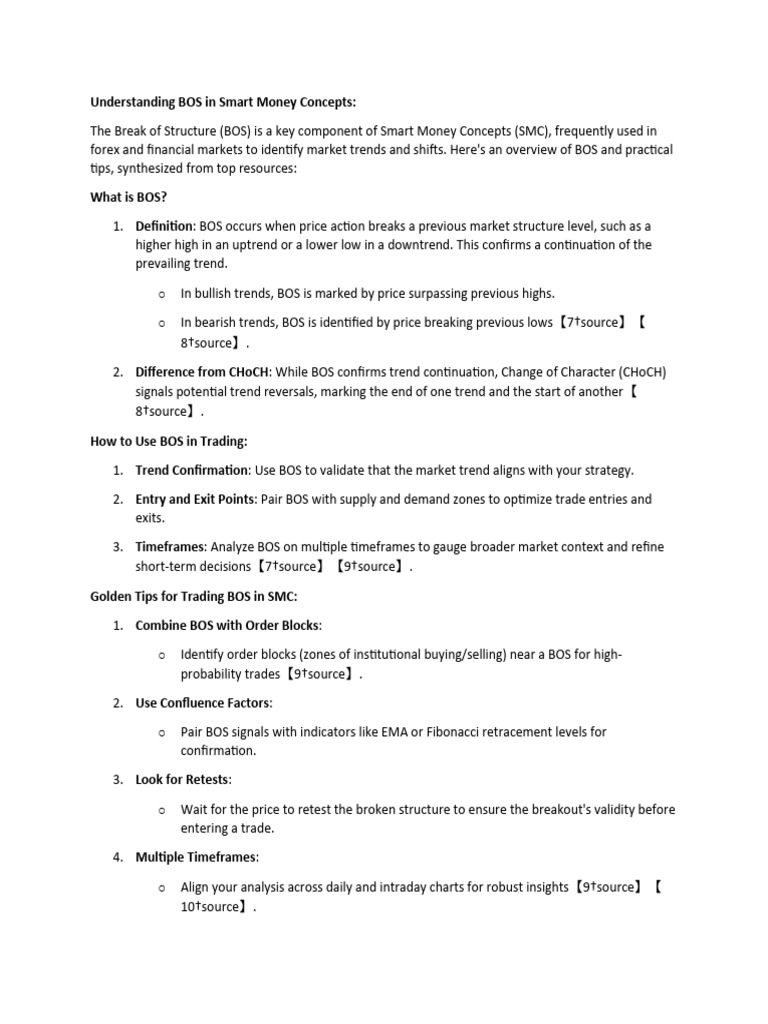 Mastering BOS in Smart Money Concepts | PDF | Market Trend | Financial ...