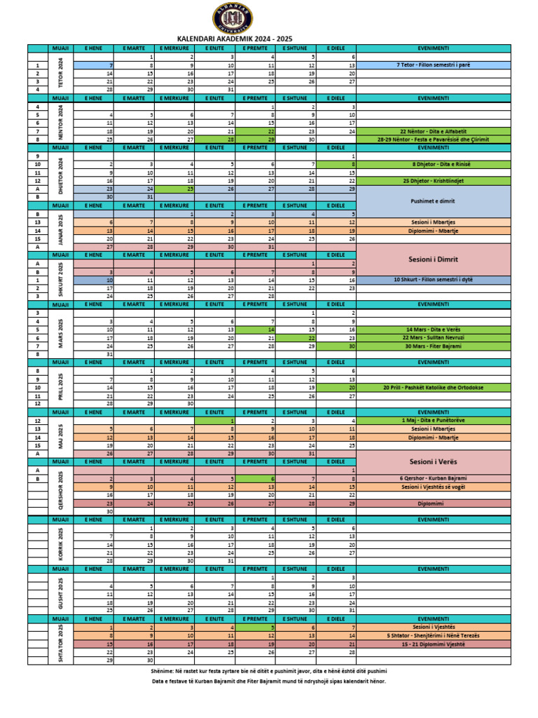 Kalendari Akademik 2024 2025 | PDF