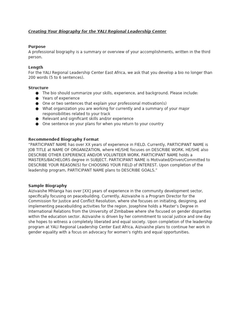 Biography Guidelines | PDF