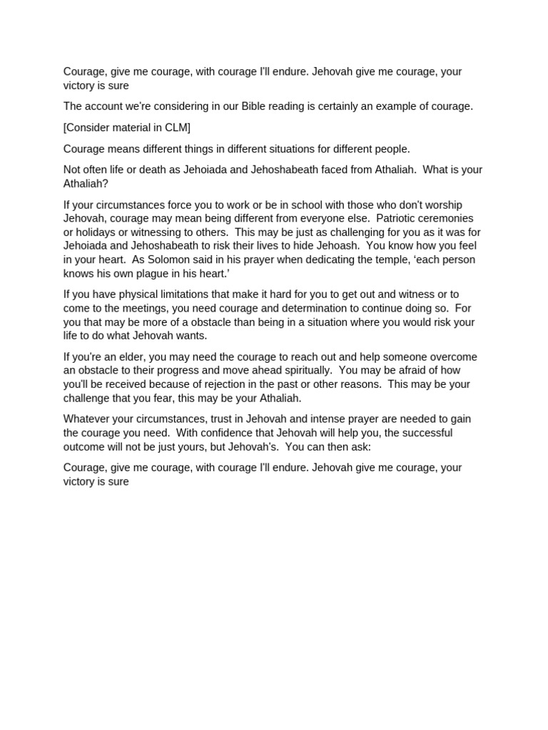 Courage for Jehovah's Witnesses | PDF