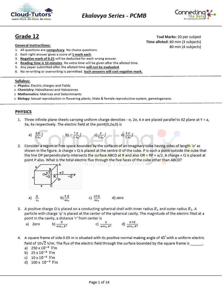 Competitive Test - Week1 - Gr12 | PDF | Chemical Reactions | Chlorine