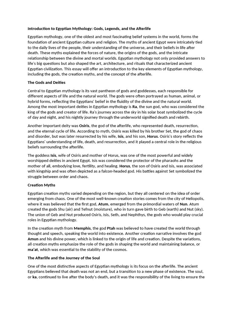 Introduction To Egyptian Mythology | PDF | Ancient Egyptian Religion ...