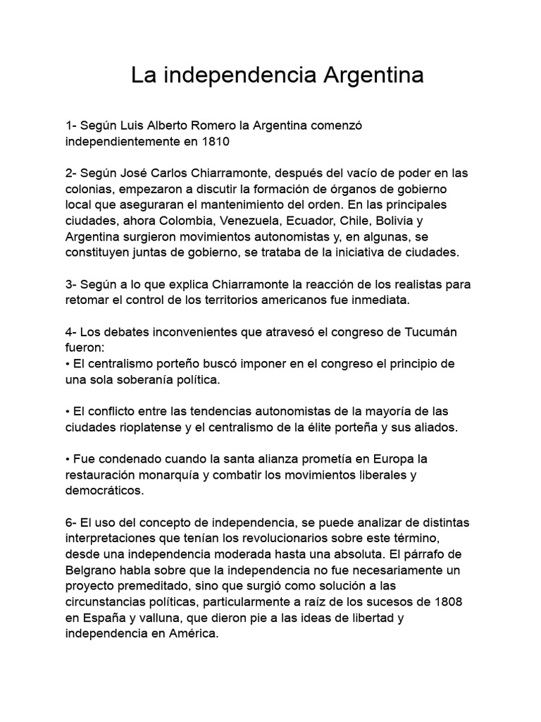 La Independencia Argentina | PDF