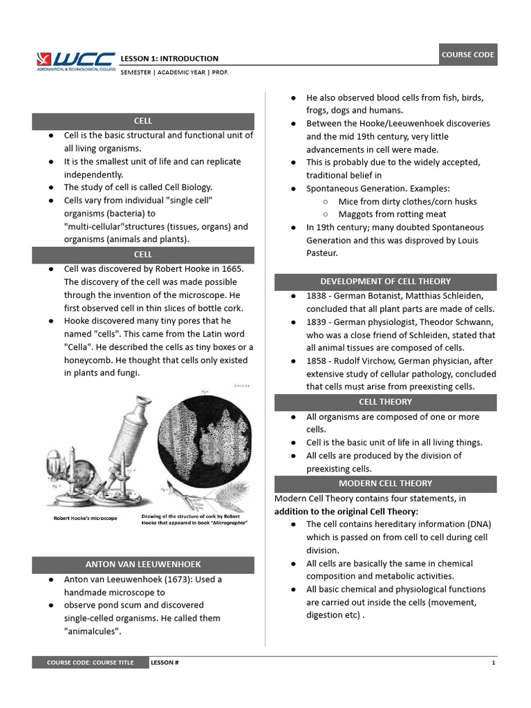 Gen Bio Lesson 1 - Introduction | PDF | Cell (Biology) | Prokaryote