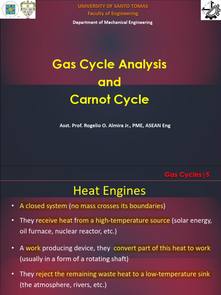 ME 264 10 Gas Cycle Analysis & Carnot Cycle | PDF | Heat | Second Law ...