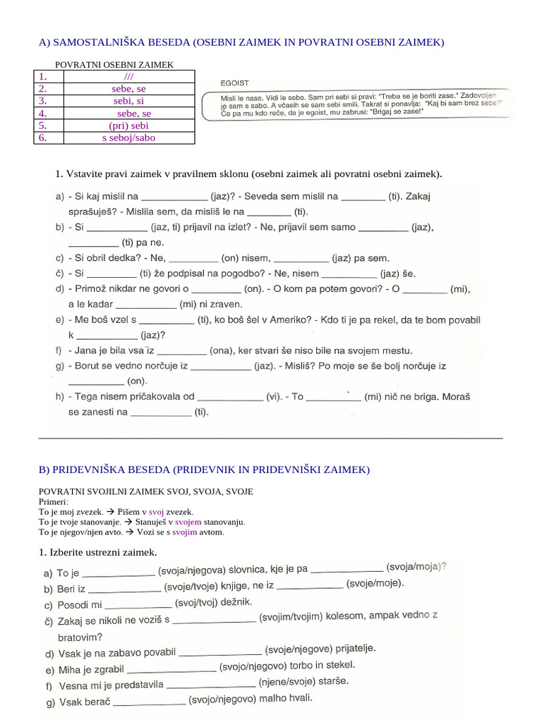 VAJE - Pridevniska Beseda Idr. | PDF