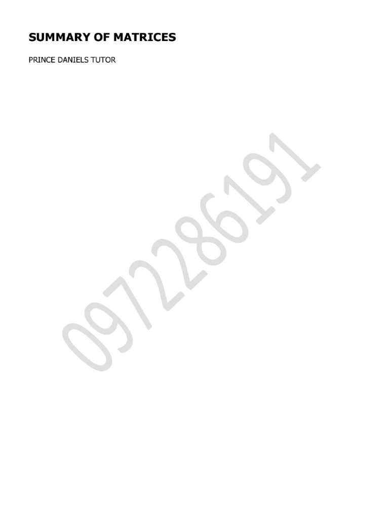 Summary of Matrices | PDF