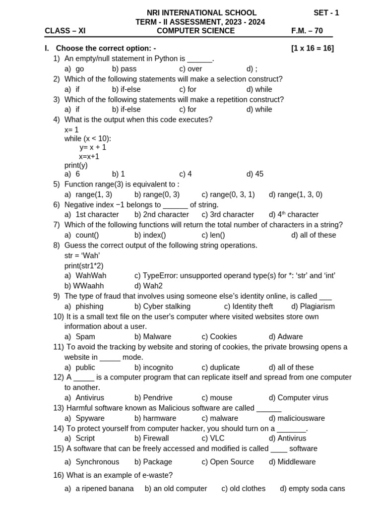 XI Term - 2 | PDF | Computer Science | Software Engineering