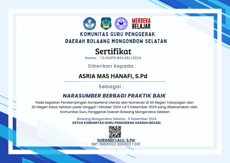 Sertifikat Narsum Asria | PDF