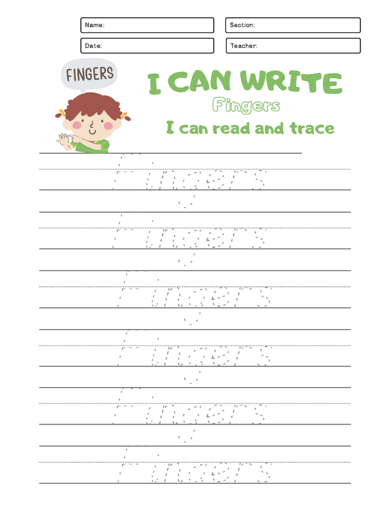 6 Body Parts Tracing Worksheets for Kids KBF FOUNDATION | PDF