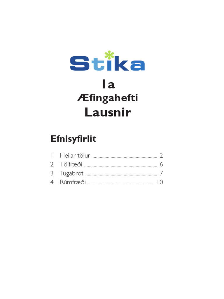 Stika 1A Æfingahefti Lausnir | PDF