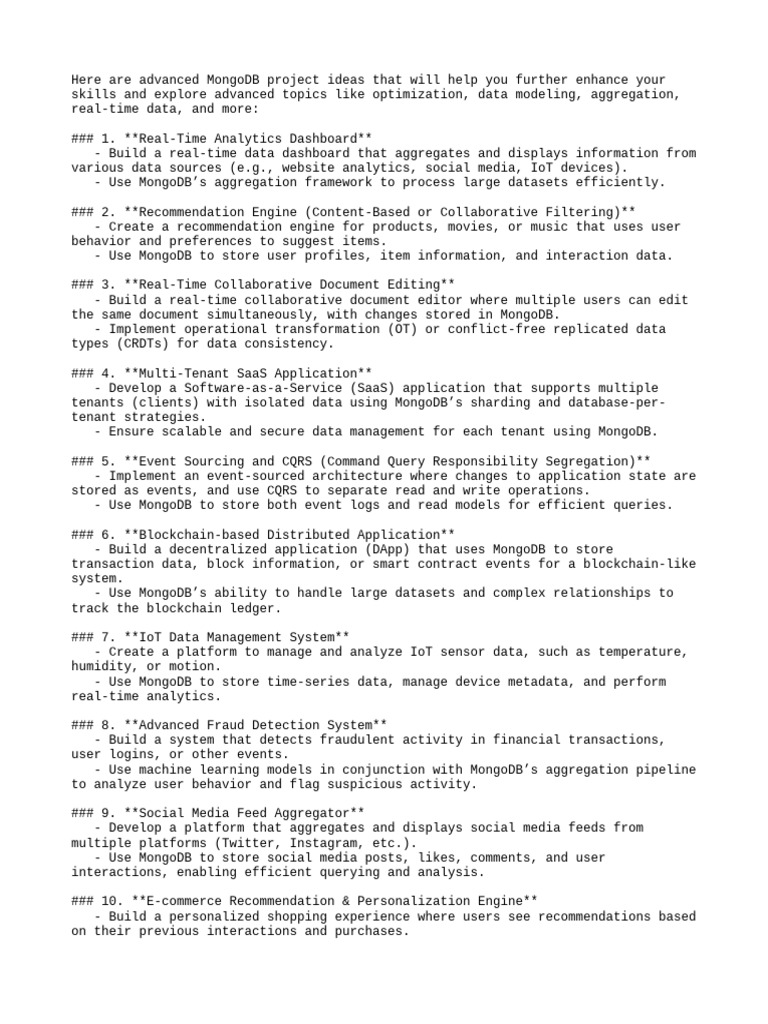 Advanced MongoDB Projects | PDF | Mongo Db | Software As A Service