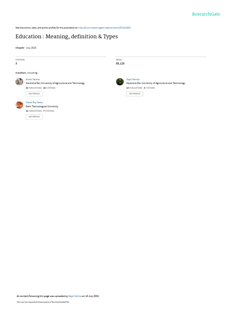 Education: Meaning & Types | PDF